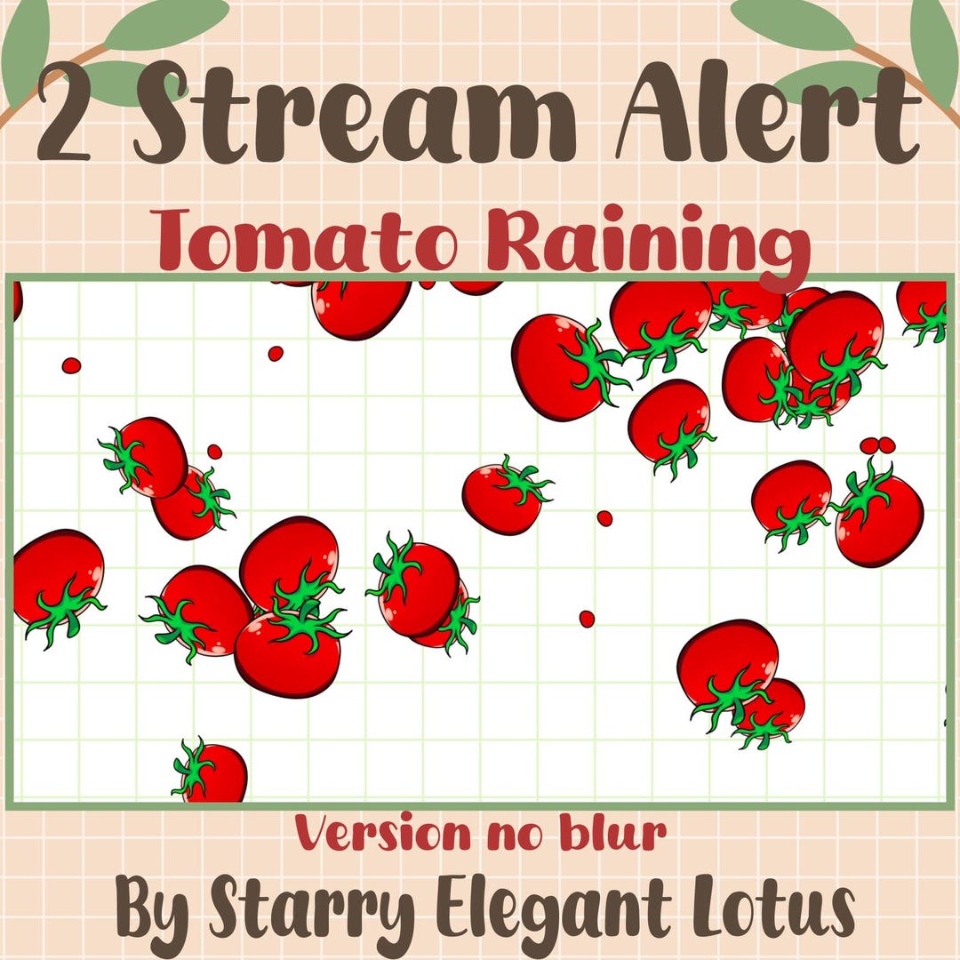 2 Kawaii Tomato Raining Stream Alert, Cute Cartoon Falling Tomatoes ...