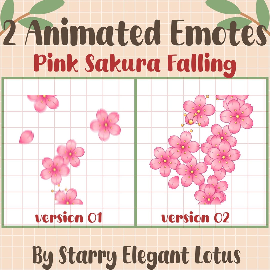 Pink Sakura Falling Animated Emotes, Spring Flower Emoji, Cherry ...