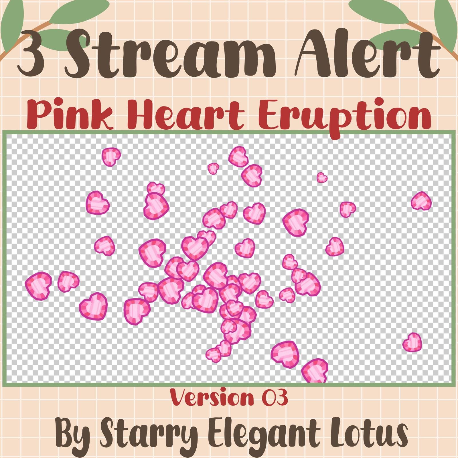 3 Pink Diamond Heart Eruption Stream Alert, Cute Shining Heart Twitch ...