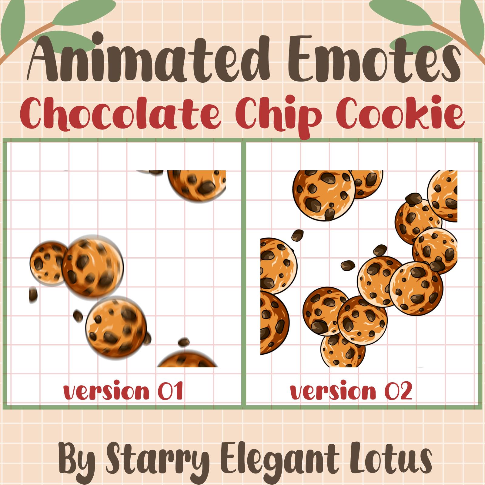 2 Chocolate Chip Cookies Animated Emotes, Cookie Stream Emoji, Baking ...