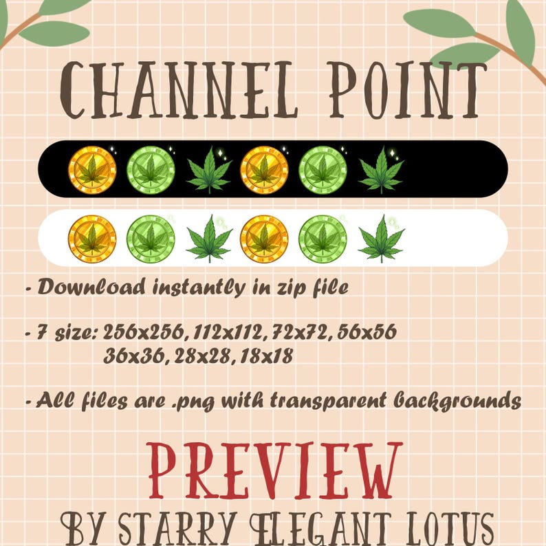 Cannabis Leaf Channel Point Icon, Marijuana Coin Emote, Sub Bit Badge ...