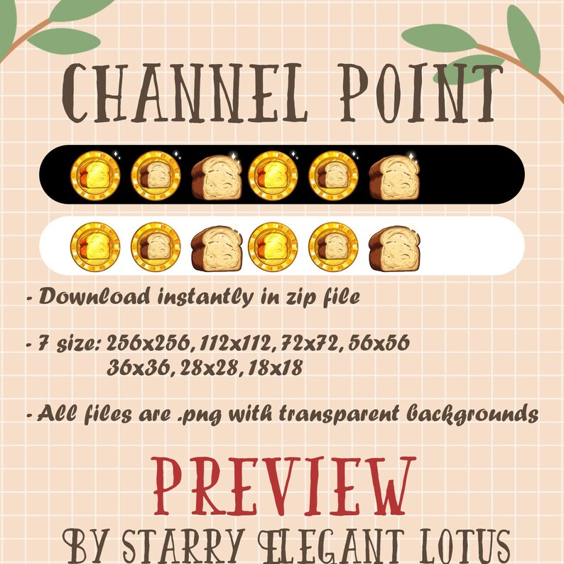 Bread Channel Point Icon, Toast Bread Coin Emote, Sub Bit Badge Stream ...