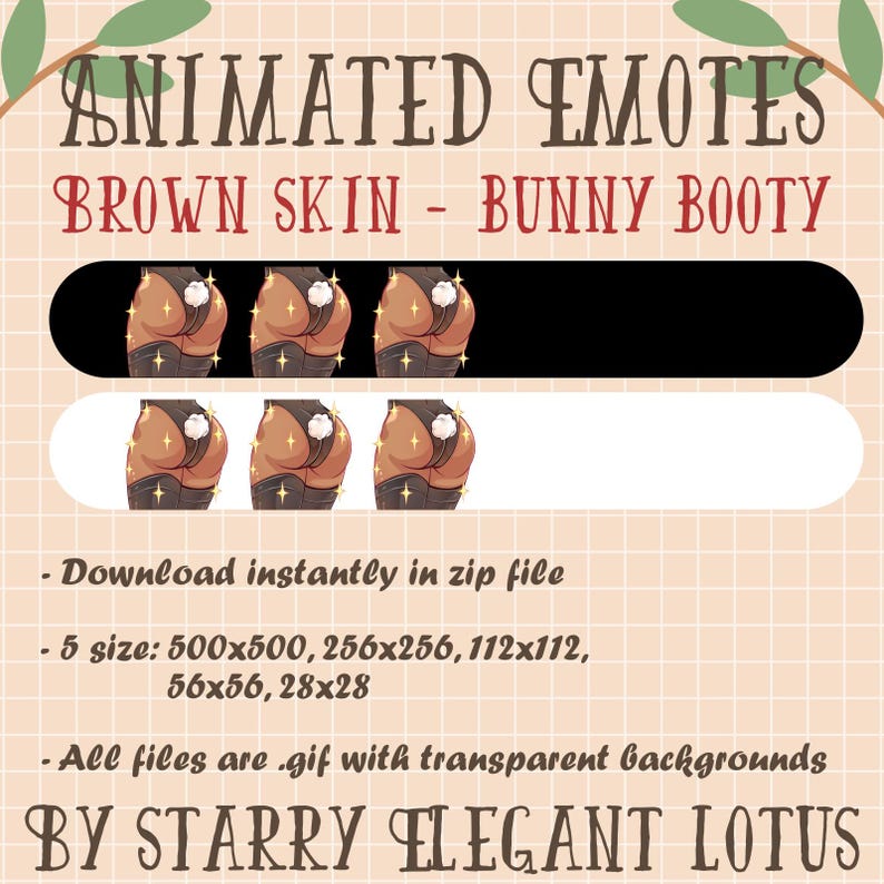 Animated Stream Emotes Brown Bunny Girl Booty, Butt Sub Bit Badge Asset ...