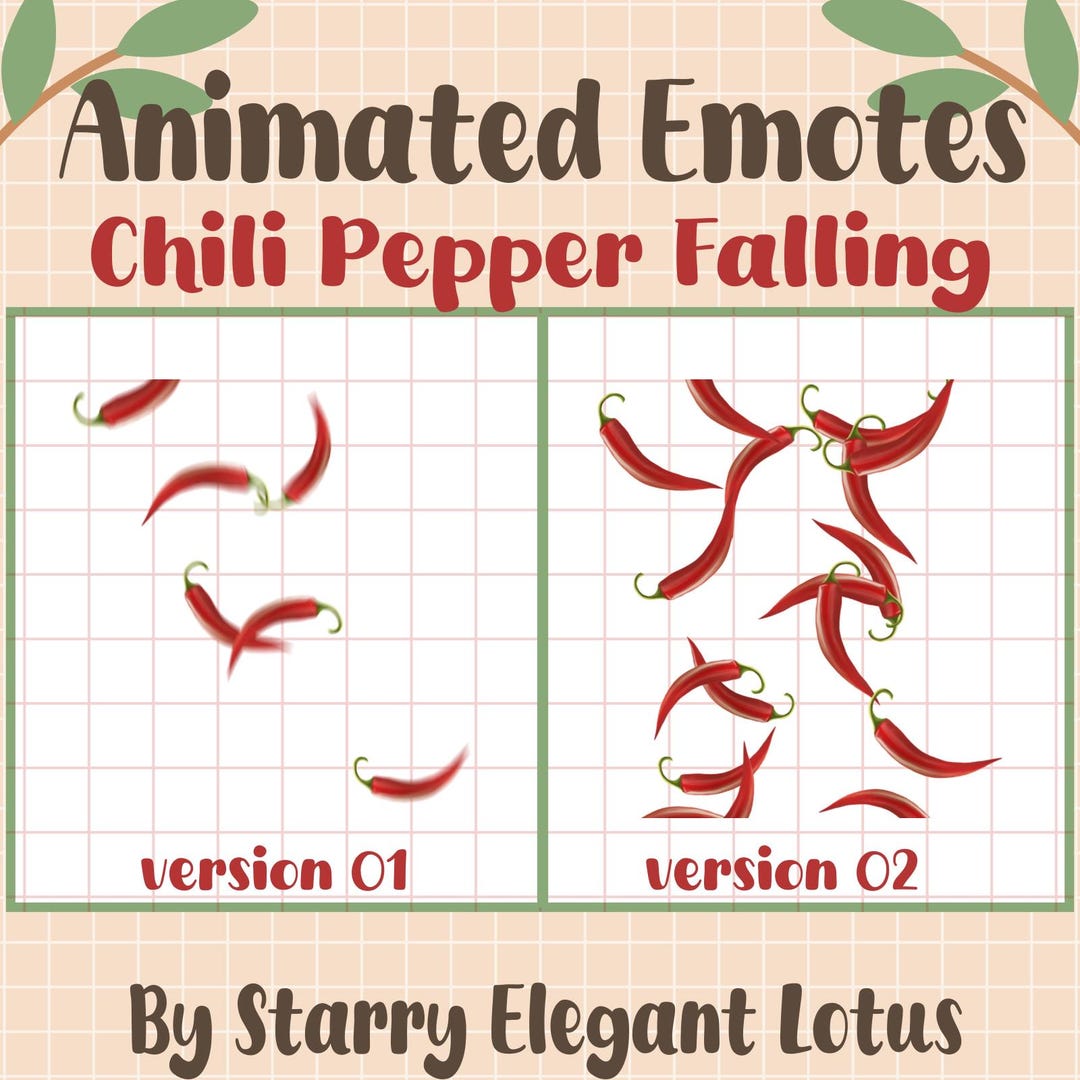 2 Red Chili Pepper Falling Animated Emotes, Hot Spicy Chile Stream ...