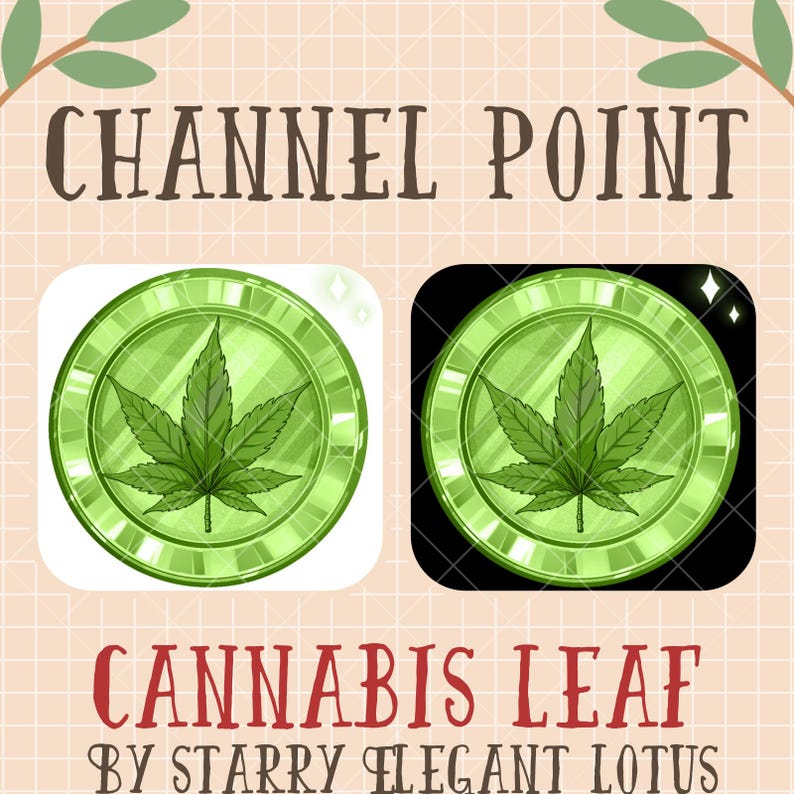 Cannabis Leaf Channel Point Icon, Marijuana Coin Emote, Sub Bit Badge ...