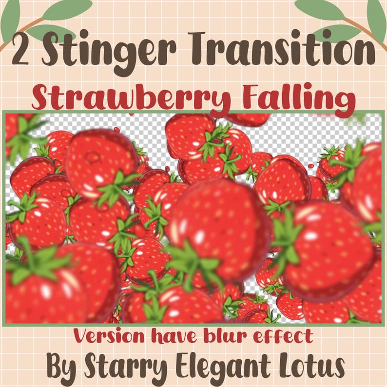 Red Strawberry Falling Twitch Animated Stinger Transition, Fruit Farm ...