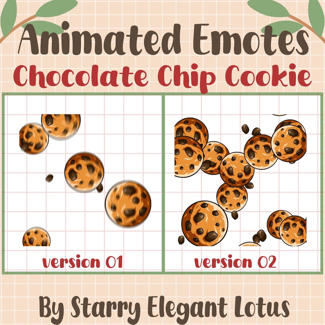 2 Chocolate Chip Cookies Animated Emotes, Cookie Stream Emoji, Baking ...