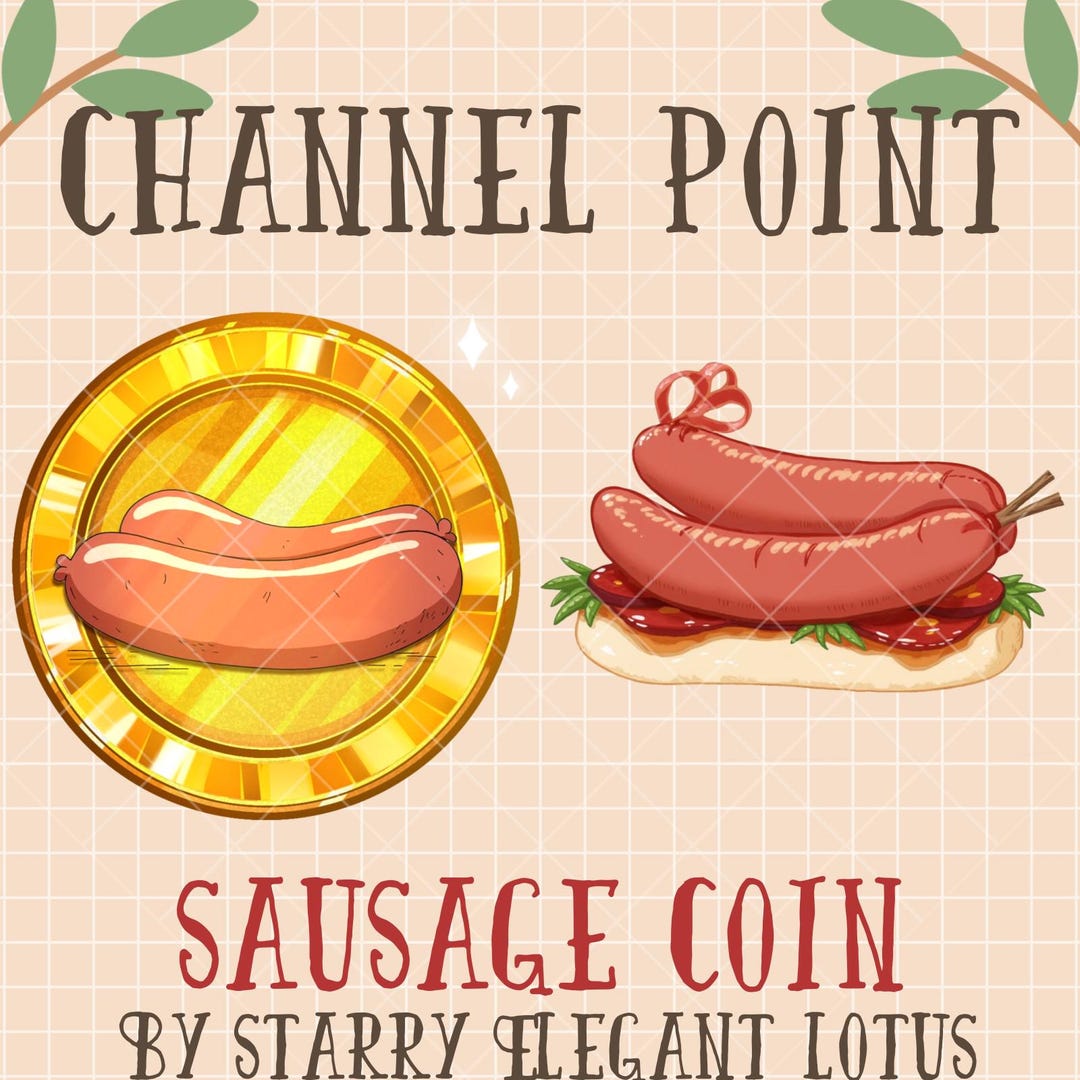 Sausage Channel Point Icon, Hot Dogs Coin Emote, BBQ Fast Food Pork Sub ...