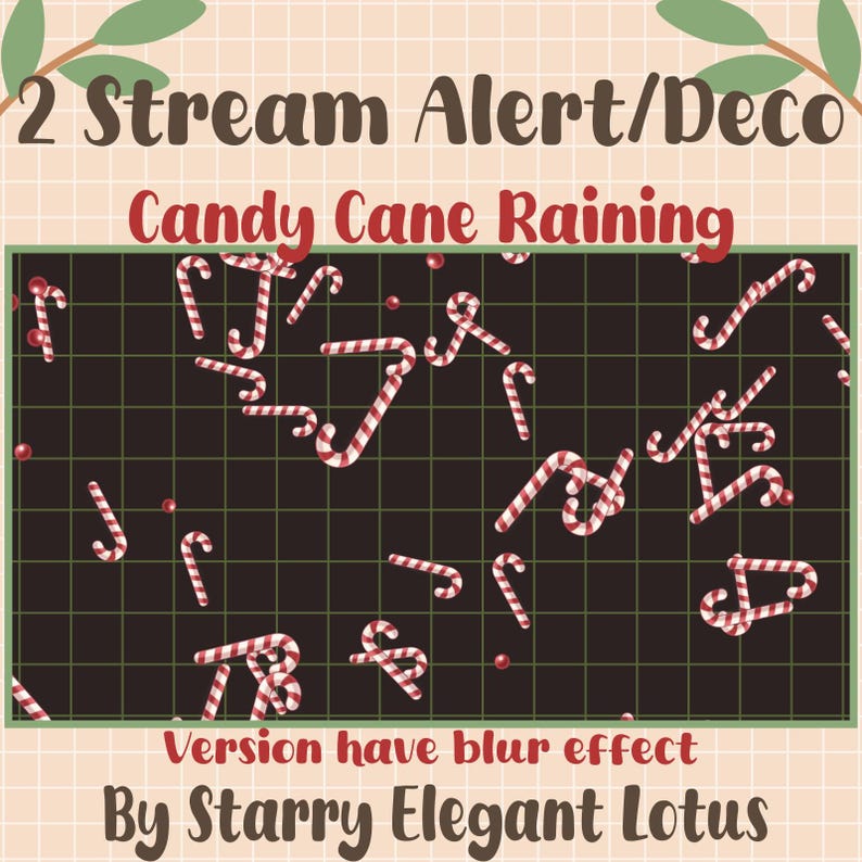 Candy Canes Rain Stream Alert, Cartoon Peppermint Poke Falling Twitch ...