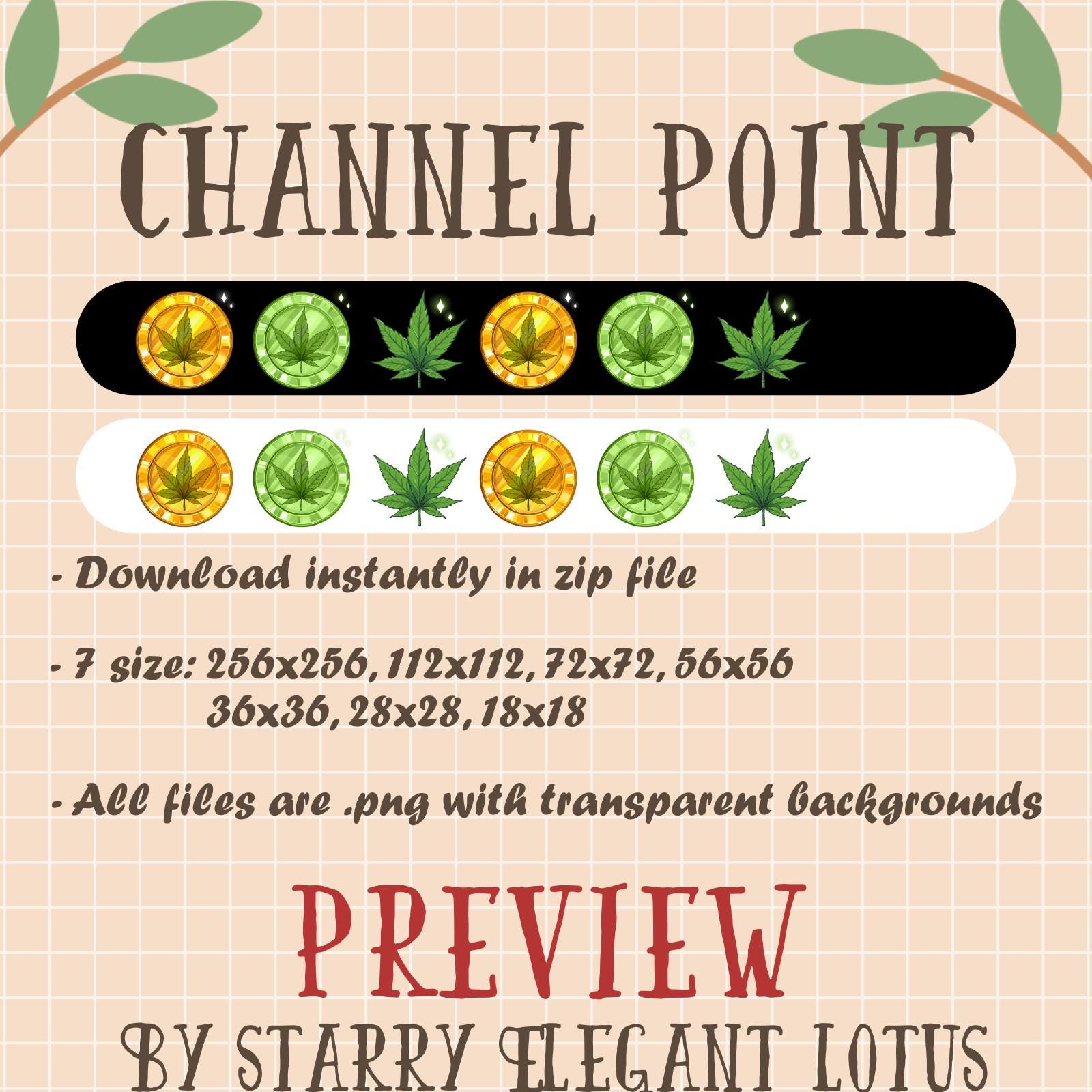 Cannabis Leaf Channel Point Icon, Marijuana Coin Emote, Sub Bit Badge ...