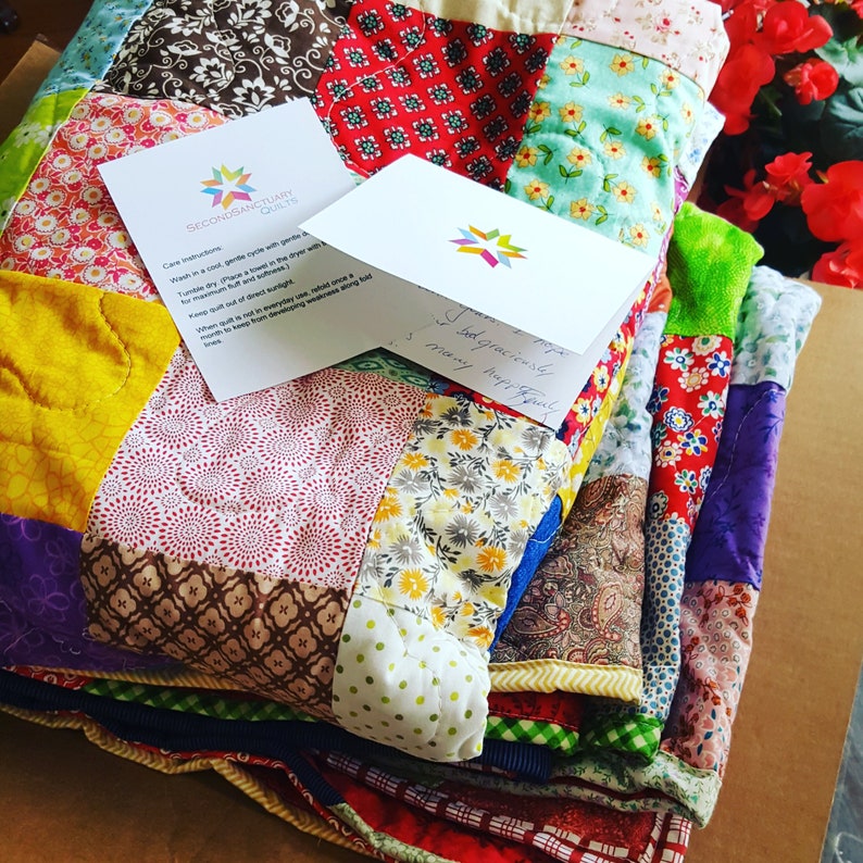 Full Double Quilt 81 X 81 Patchwork Primary Colors | Etsy