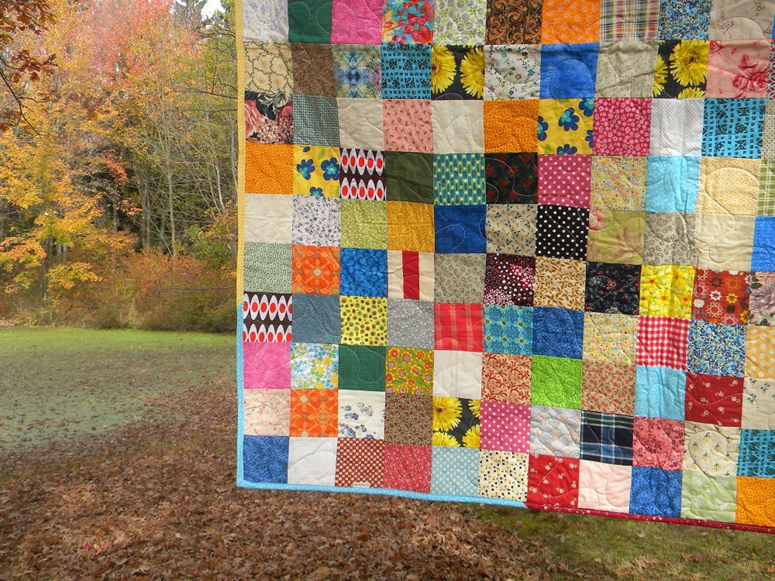 Funky Random Patchwork Quiltqueen-size93x93all Cotton - Etsy