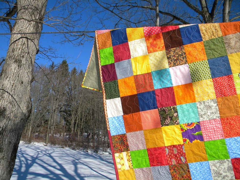 Quilts Patchwork Bed Quilt Queen Size93x93warm Earthtone - Etsy