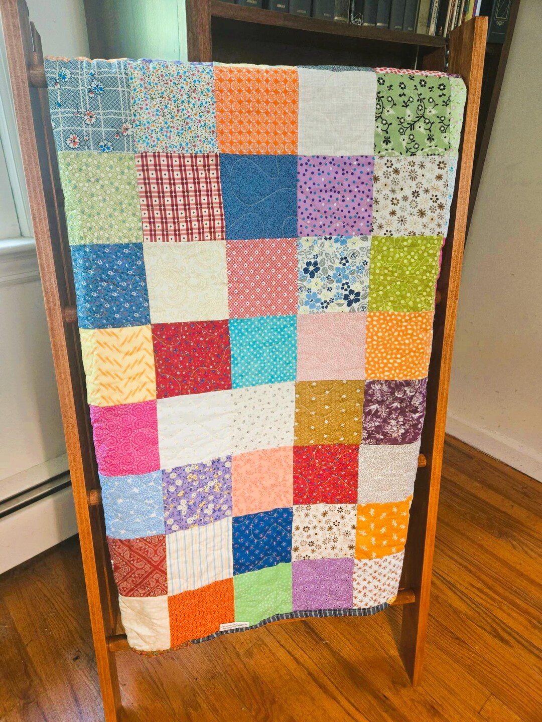 Americana Patchwork Quilt, 100% Cotton Lap Quilt, Vintage Style (54X68 ...