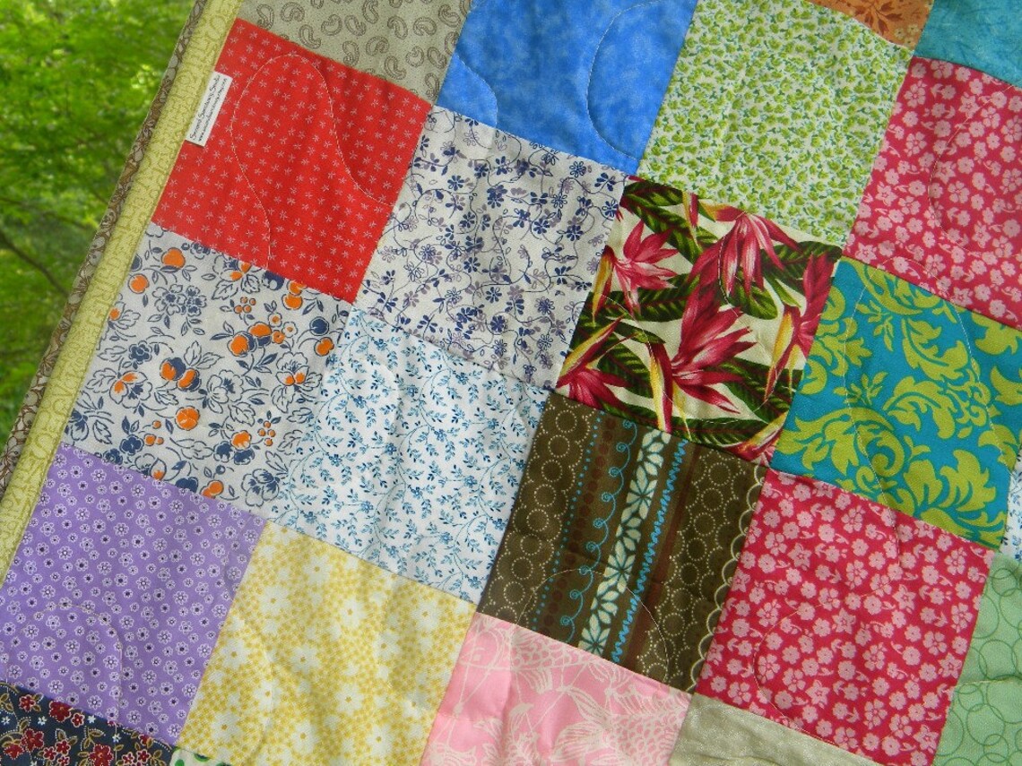 Funky Random Patchwork Quiltqueen-size93x93all Cotton - Etsy
