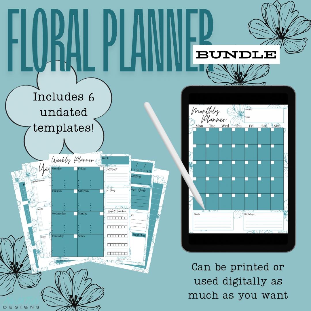 Floral Digital Planner Bundle, Printable Planner Bundle, Ultimate ...