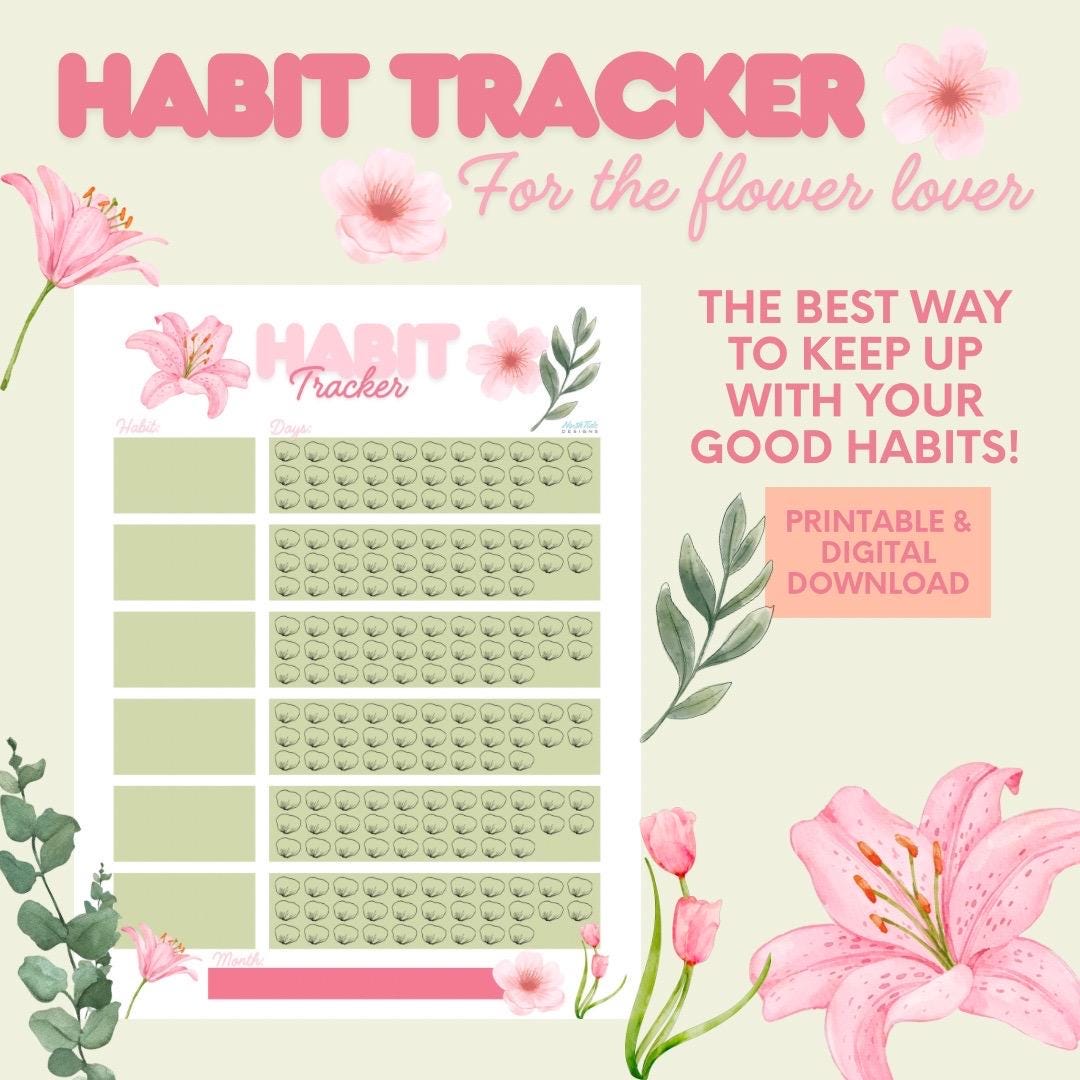 Flower Habit Tracker: Monthly Printable, Digital Download - Etsy