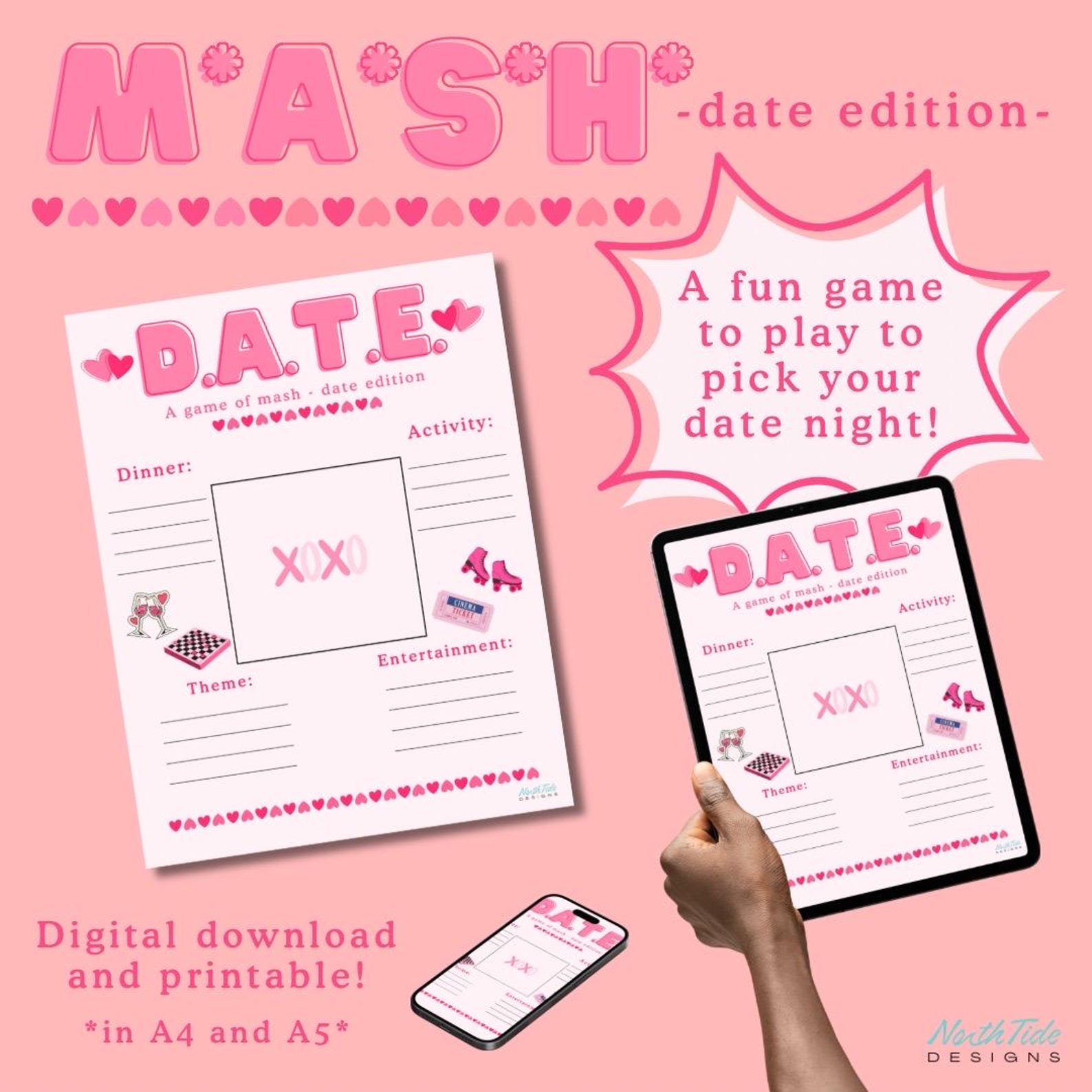 MASH Date Night Game Printable (A4, A5 Digital Download) - Etsy