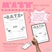 MASH Date Night Game Printable: Black and White Date Planner (A4/A5 ...
