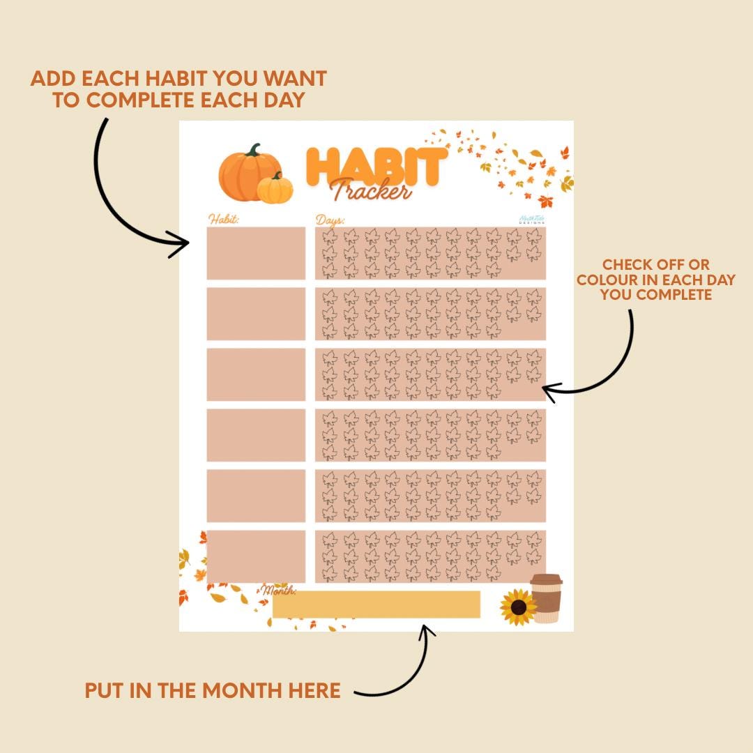 Fall Habit Tracker Template: Printable Monthly Tracker (digital ...