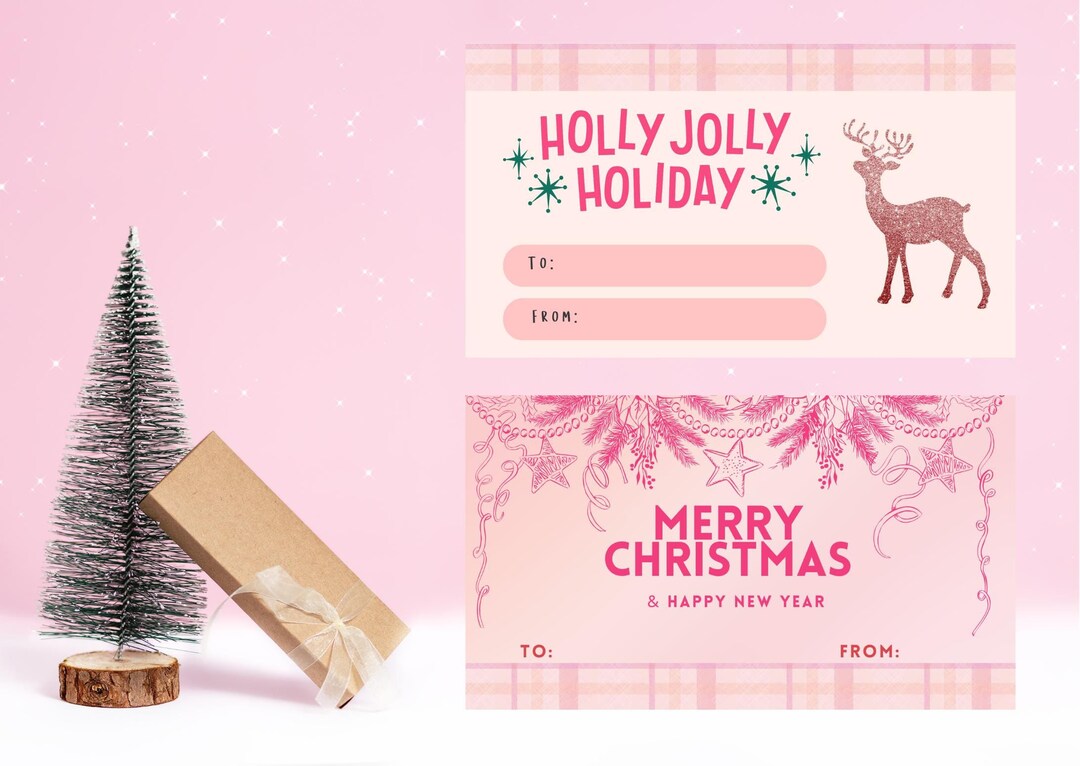 Pink-themed Digital Christmas Gift Tags Add a Touch of Festive Glam - Etsy