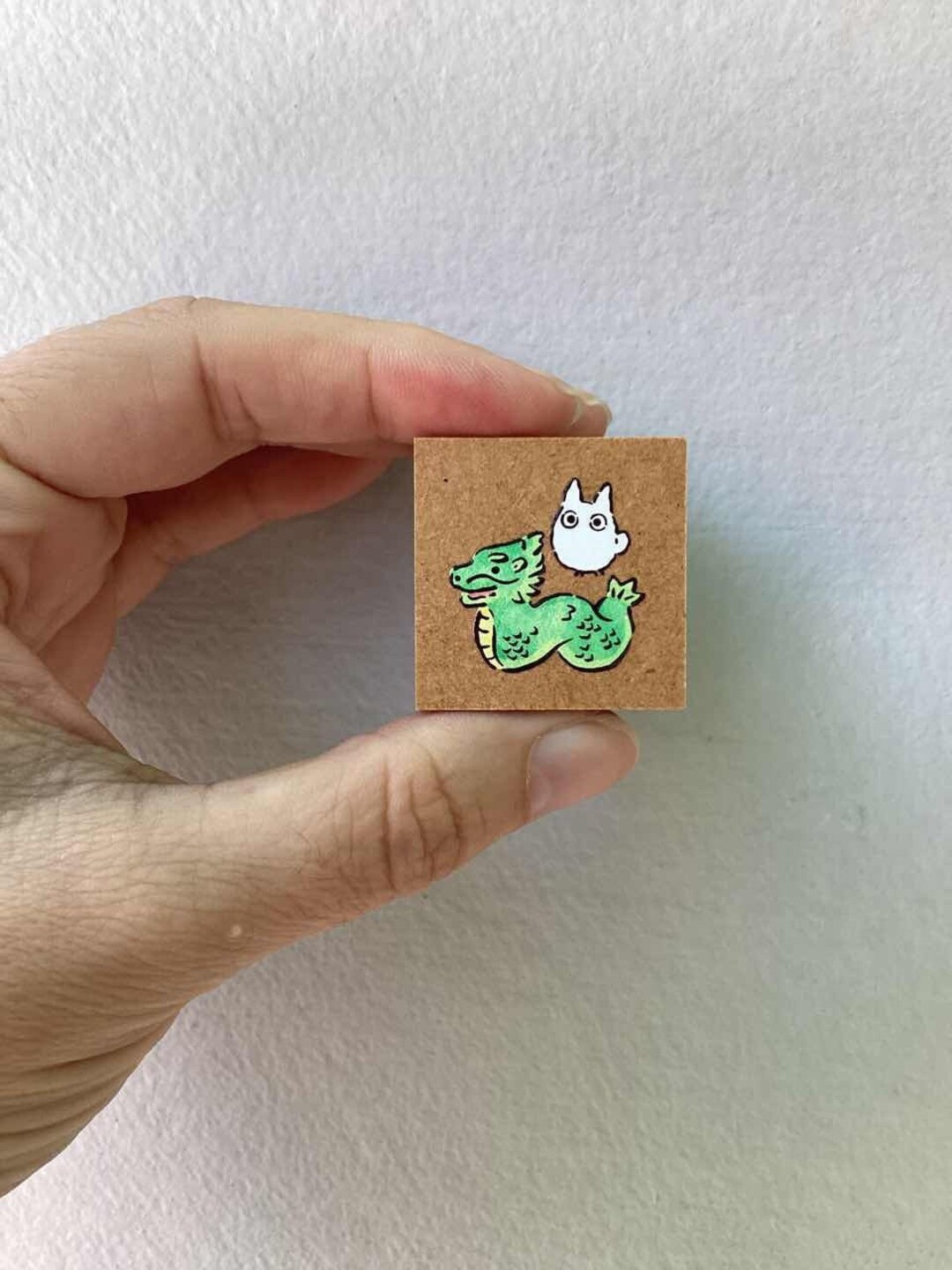 Totoro Stamp - Dragon Stamp - Wooden Stamp - Totoro and Dragon - Etsy UK