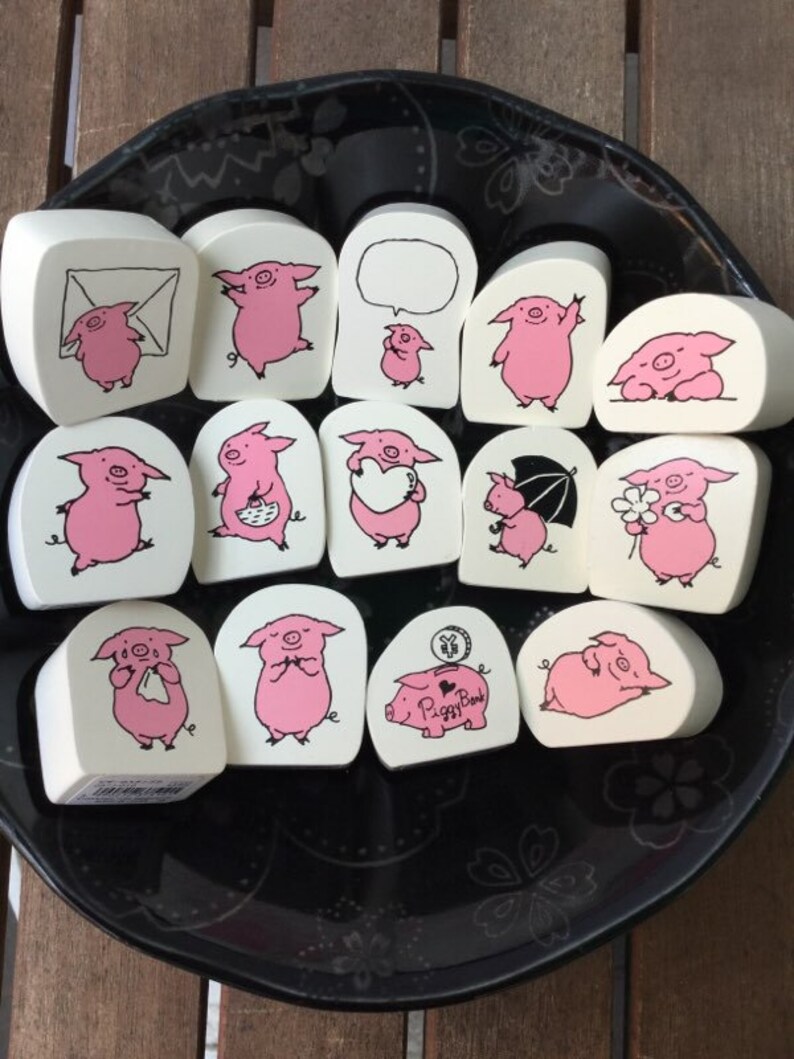 Cute Pig Stamp Piggy Stamp Heart Kodomo No Kao - Etsy