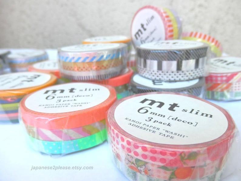 Slim Washi Tape Mt Washi Masking Tape Pack of 3 Designs - Etsy