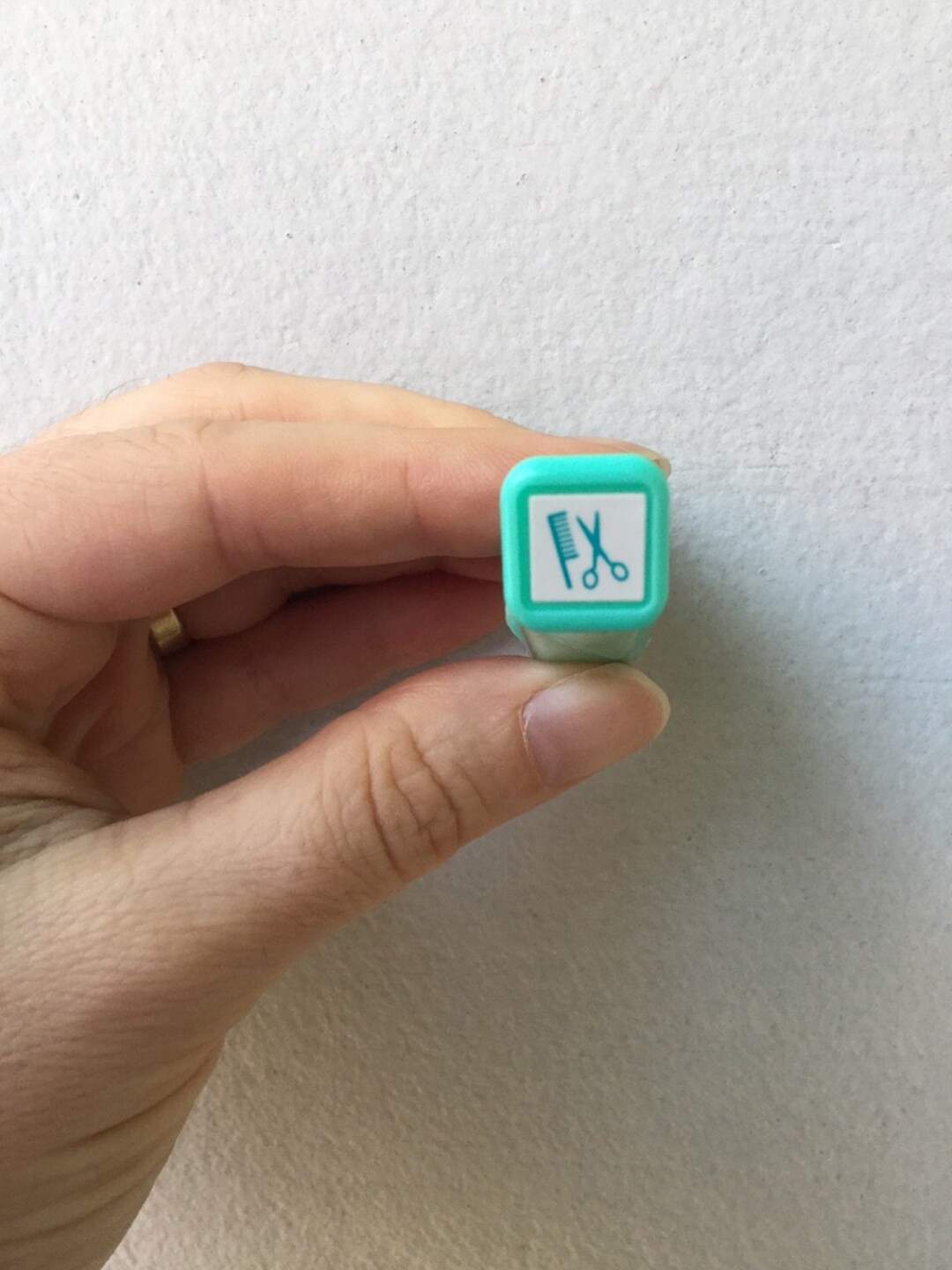 Turquoise Scissors Stamp - Comb Stamp - Hairdresser Stamp - Tiny ...