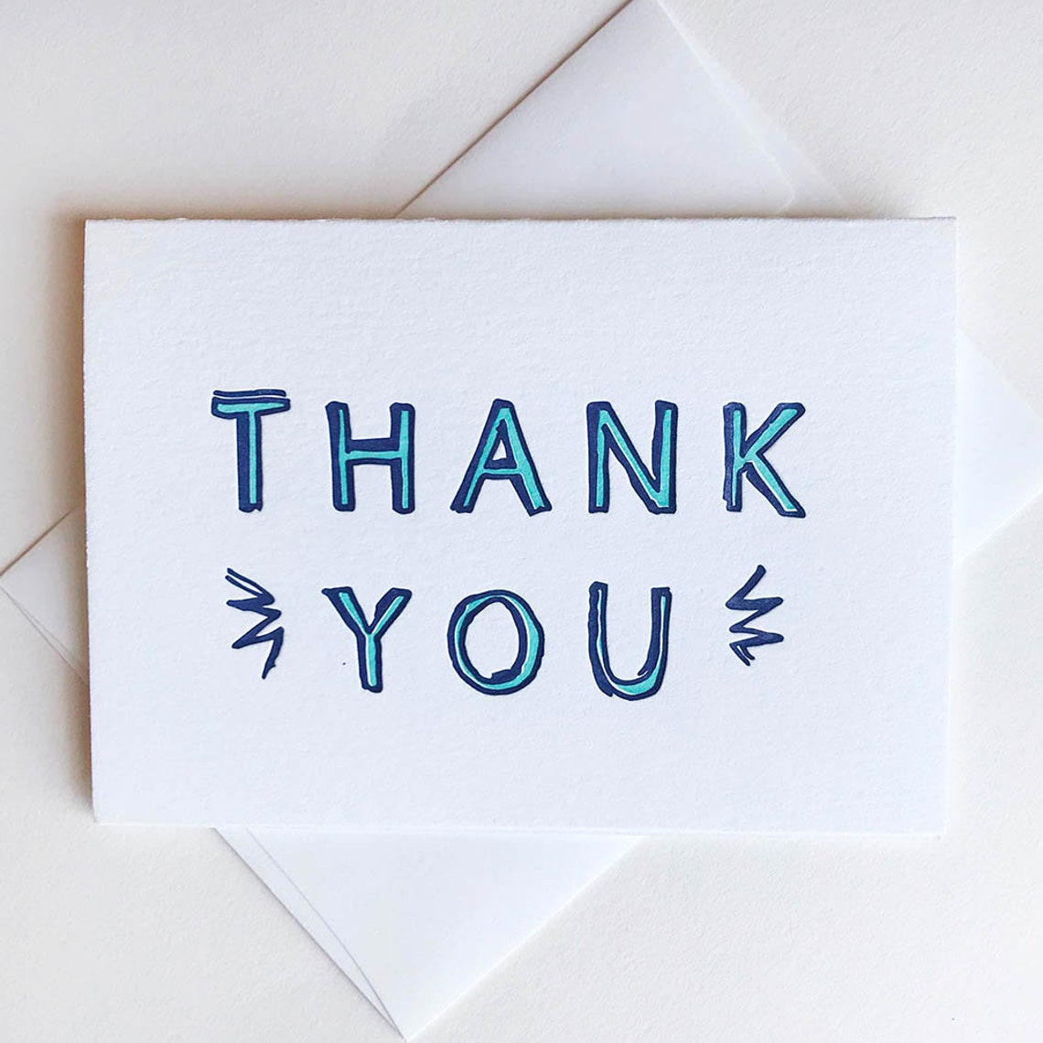 Baby Blue Thanks - Letterpress Thank You Greeting Card - Etsy