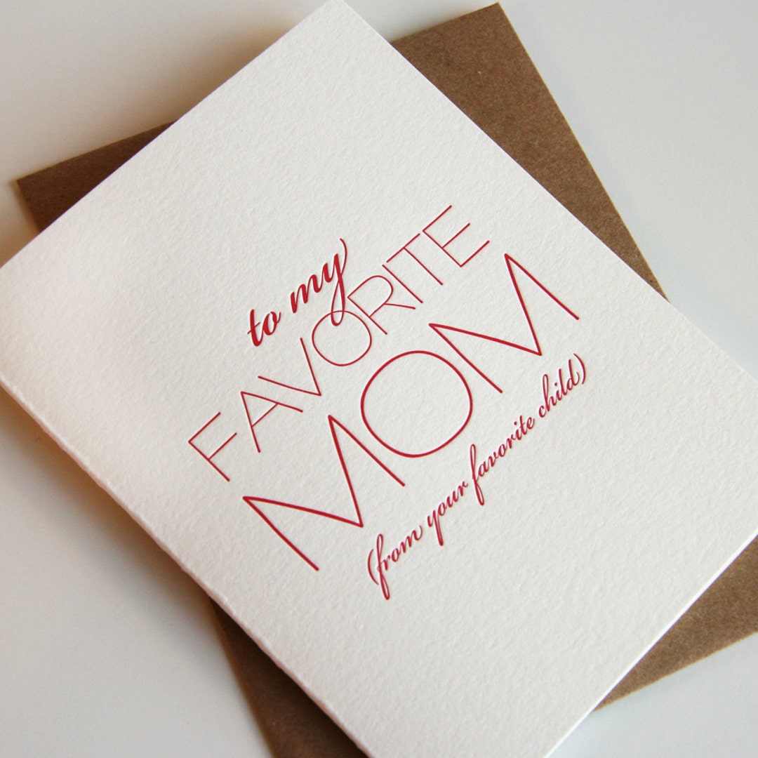 Letterpress Mother's Day Card Favorite Mom - Etsy