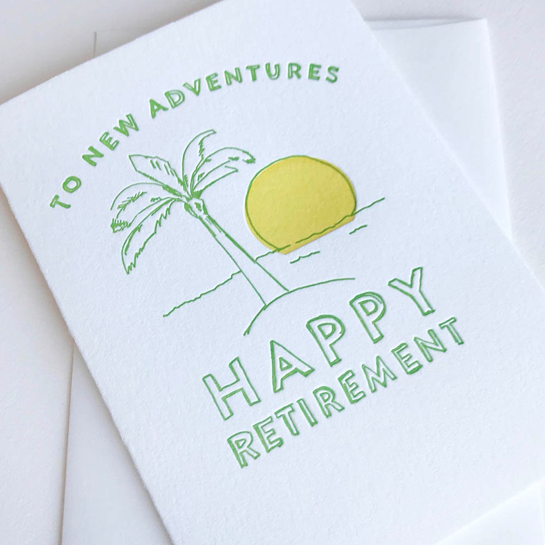 New Adventures Retirement - Letterpress Congratulations Retirement Card ...