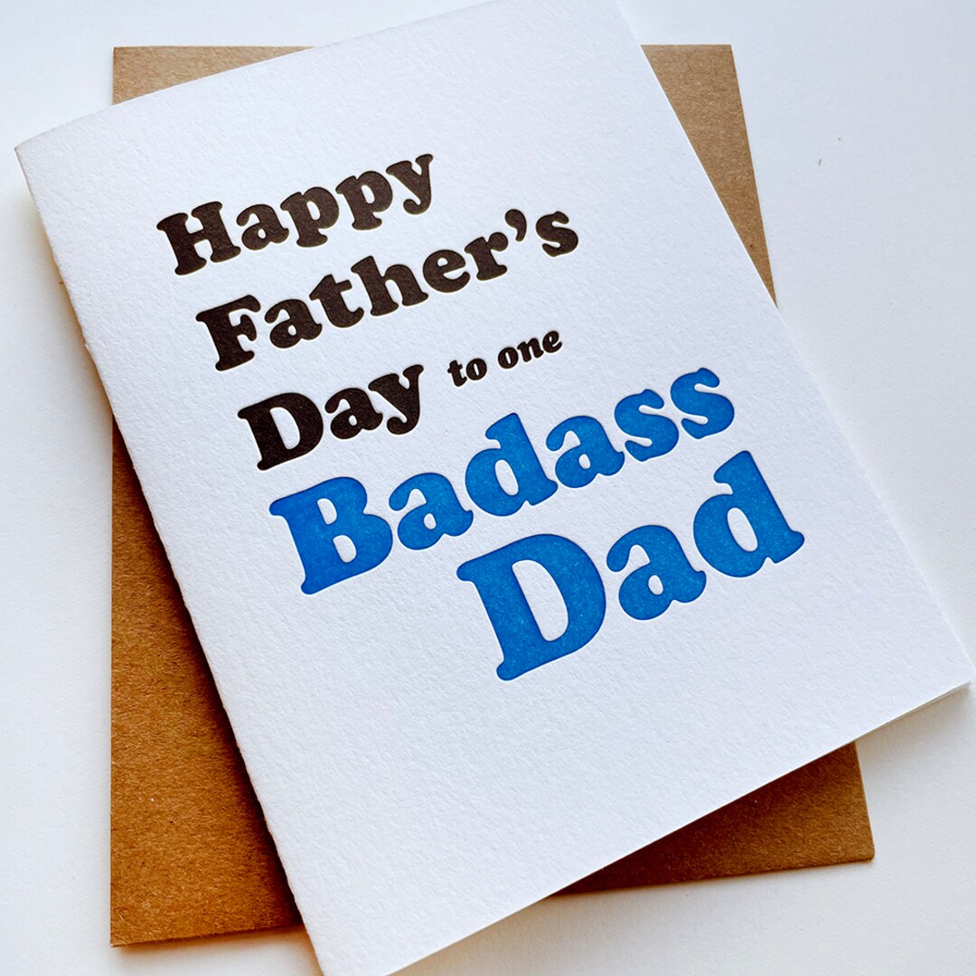 Badass Dad Letterpress Fathers Day Card - Etsy