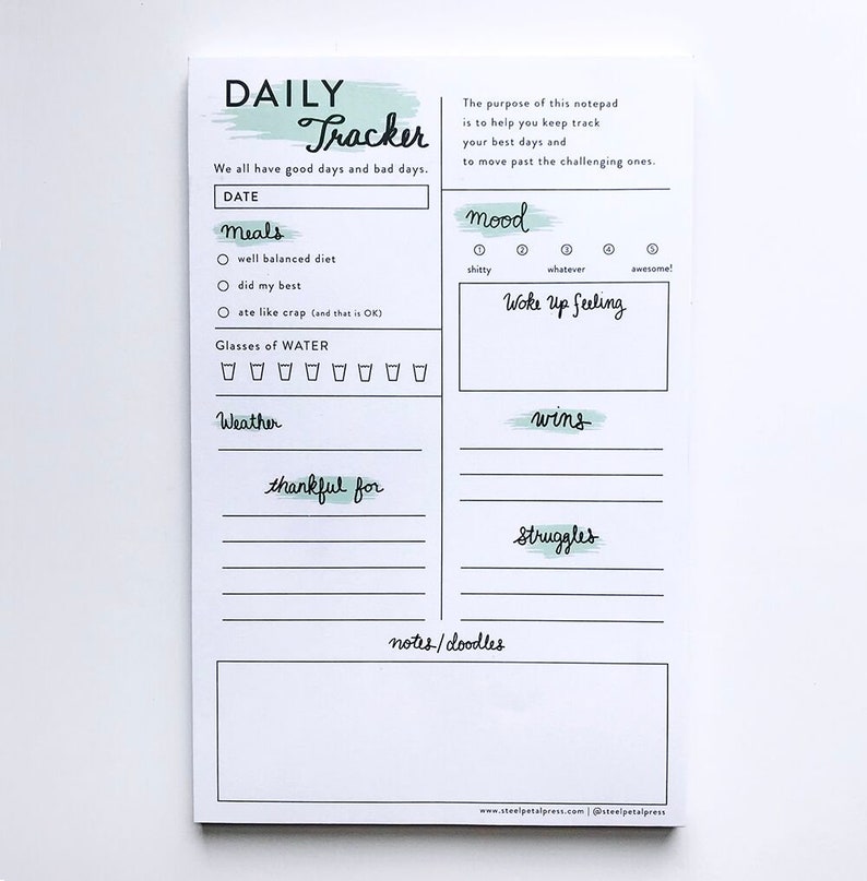 Notepads Mint Daily Tracker | Etsy