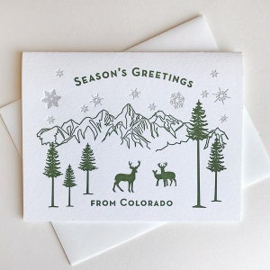 Letterpress Holiday Card Season's Greetings Colorado - Etsy
