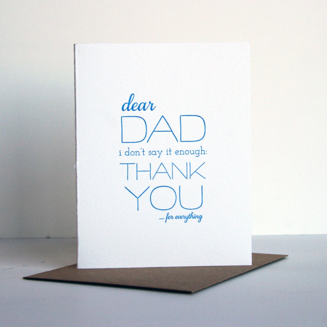 Dad Thanks Letterpress Father's Day Greeting Card - Etsy