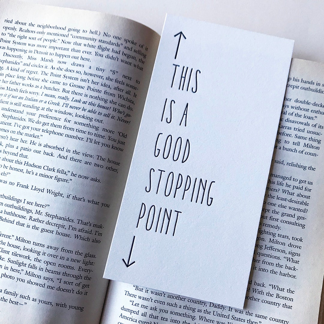 Stopping Point - Typographic Letterpress Bookmark - Etsy