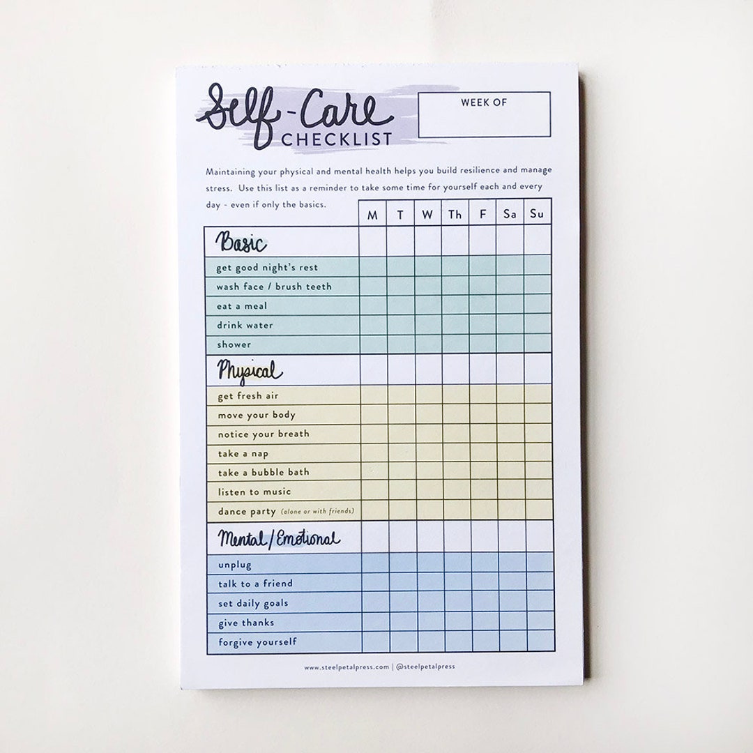 Notepads - Self Care Checklist Tracker - Etsy