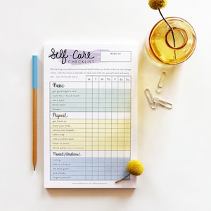 Notepads - Self Care Checklist Tracker - Etsy