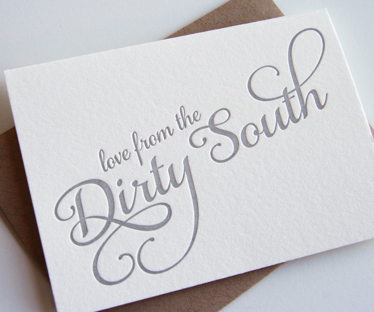 Letterpress Greeting Card Regional Love From the Dirty South | Etsy