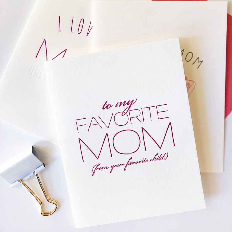 Letterpress Mother's Day Card Favorite Mom - Etsy