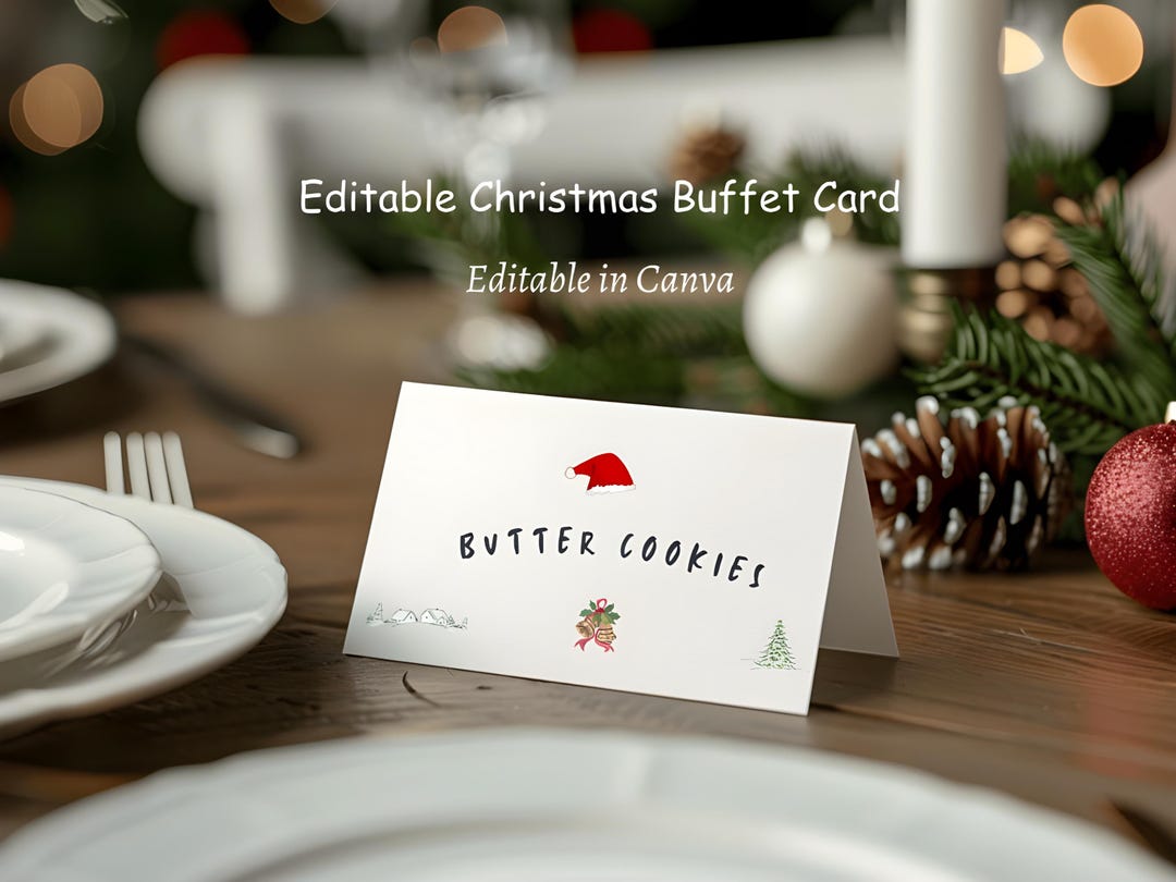 Buffet Card Template, Festive Food Label, Buffet Card Printable, Food ...
