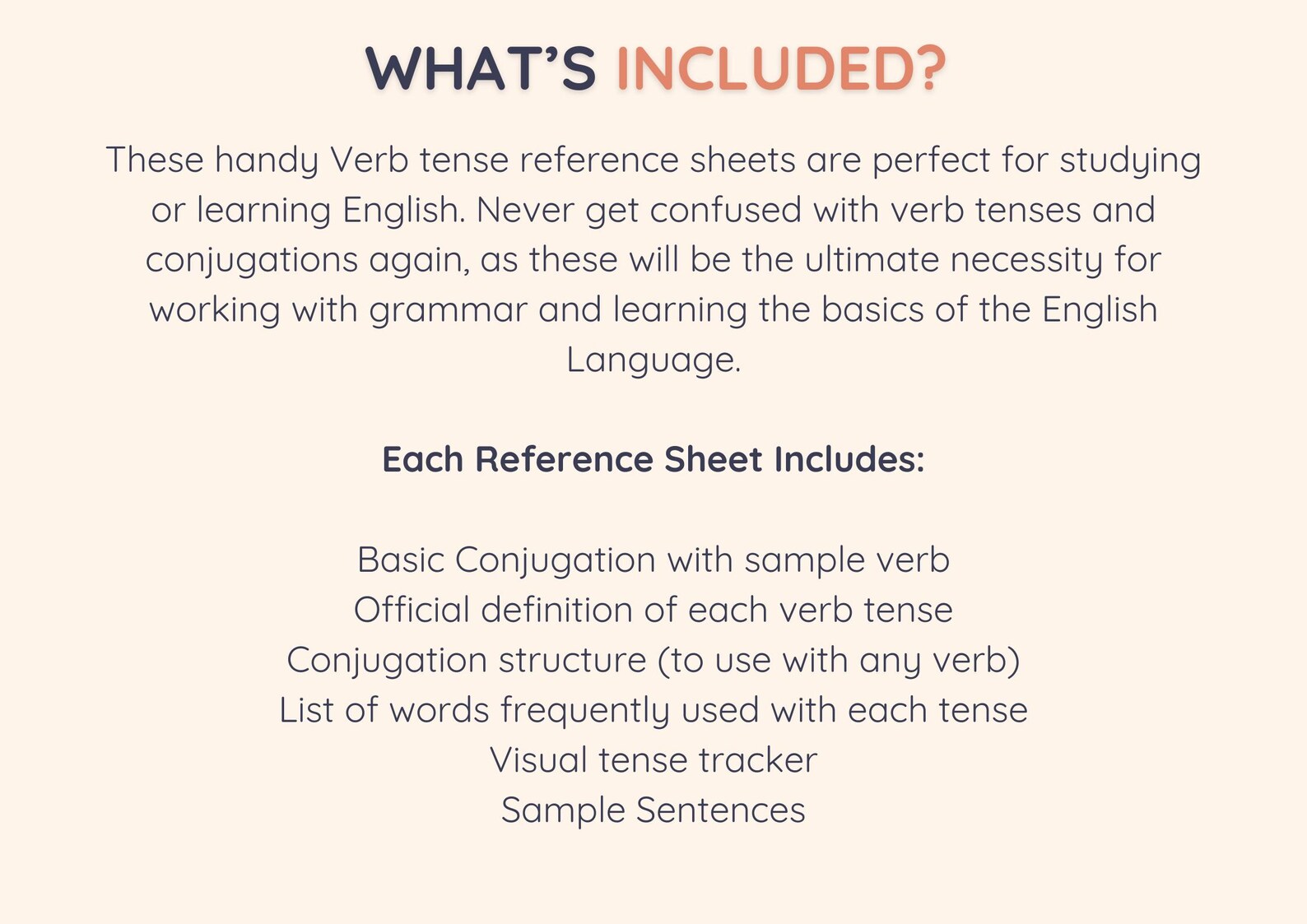 Complete English Verb Tense Reference Sheet, 12 Verb Tenses, Present ...