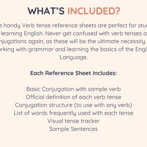 Complete English Verb Tense Reference Sheet, 12 Verb Tenses, Present ...