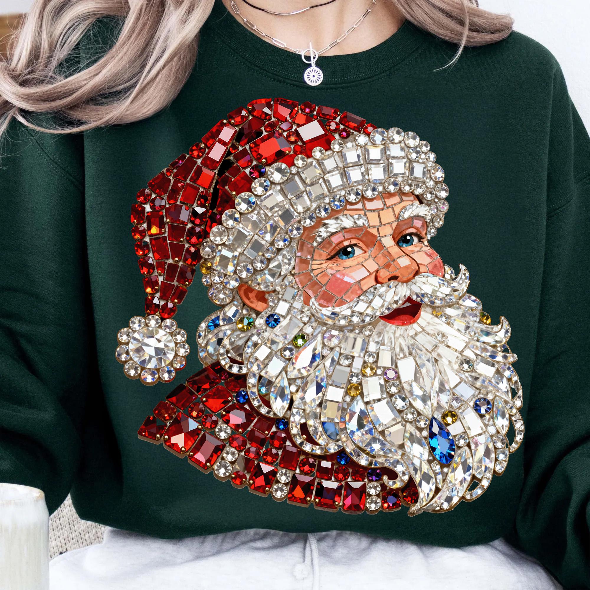 Rhinestone Santa Png, Bling Christmas Png, Crystal Mosaic Holiday ...