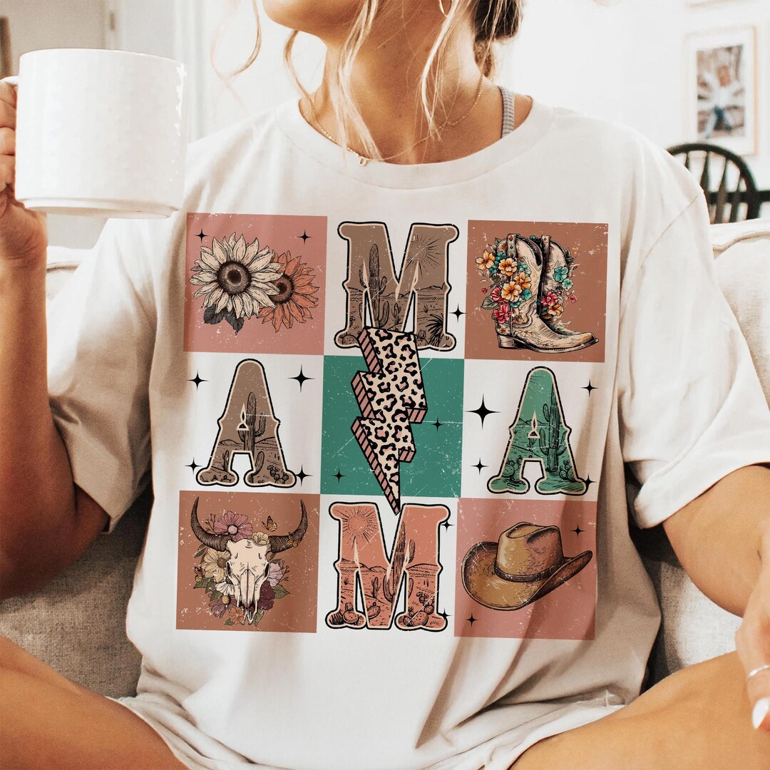 Western Mama Png, Howdy Cowhide Png, Retro Checkered Mama Png, Mother's ...