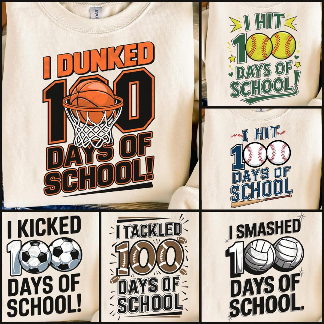 100th Day of School Sport PNG Bundle, Teacher Design (digital Download ...