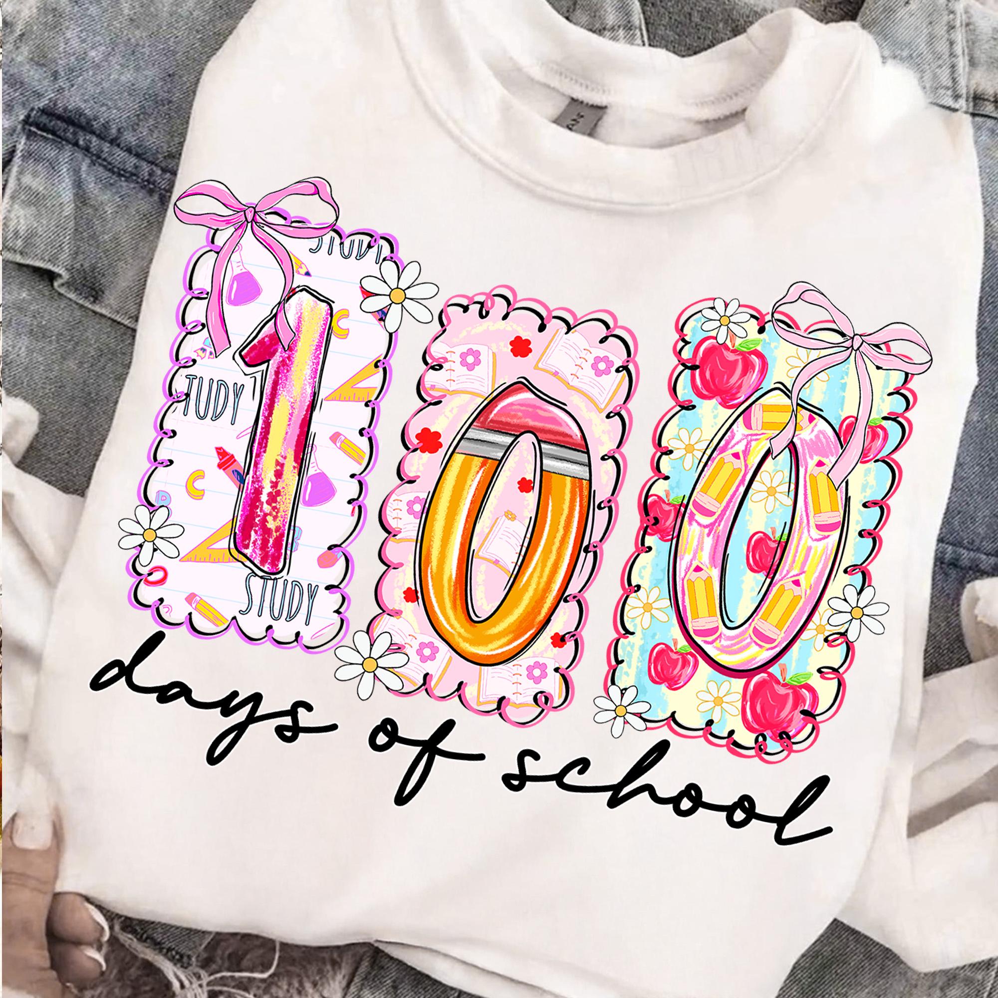 100 Days of School Png, Coquette Bow Png, Preppy School Png, Pencil Png ...