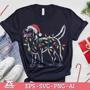 Christmas Labrador Svg, Christmas Lights Santa Labrador Png, Funny ...