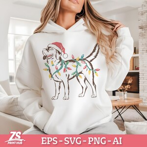 Christmas Labrador Svg, Christmas Lights Santa Labrador Png, Funny ...